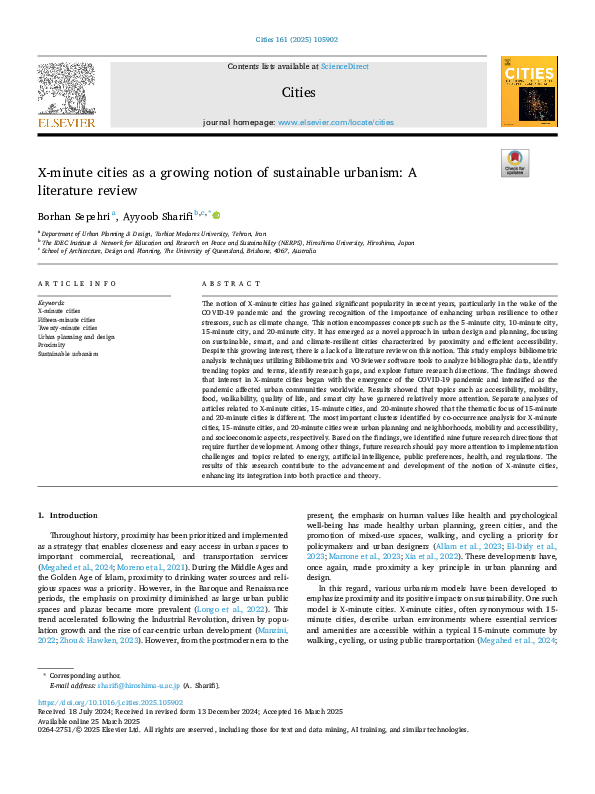 X-minute cities as a growing notion of sustainable urbanism: A ...